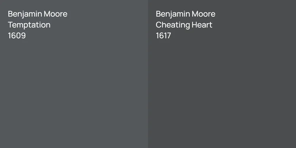 Benjamin Moore Temptation vs. Benjamin Moore Cheating Heart comparison