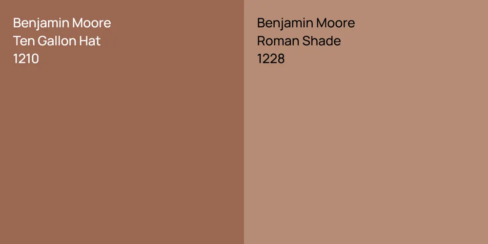 Benjamin Moore Ten Gallon Hat vs. Benjamin Moore Roman Shade comparison