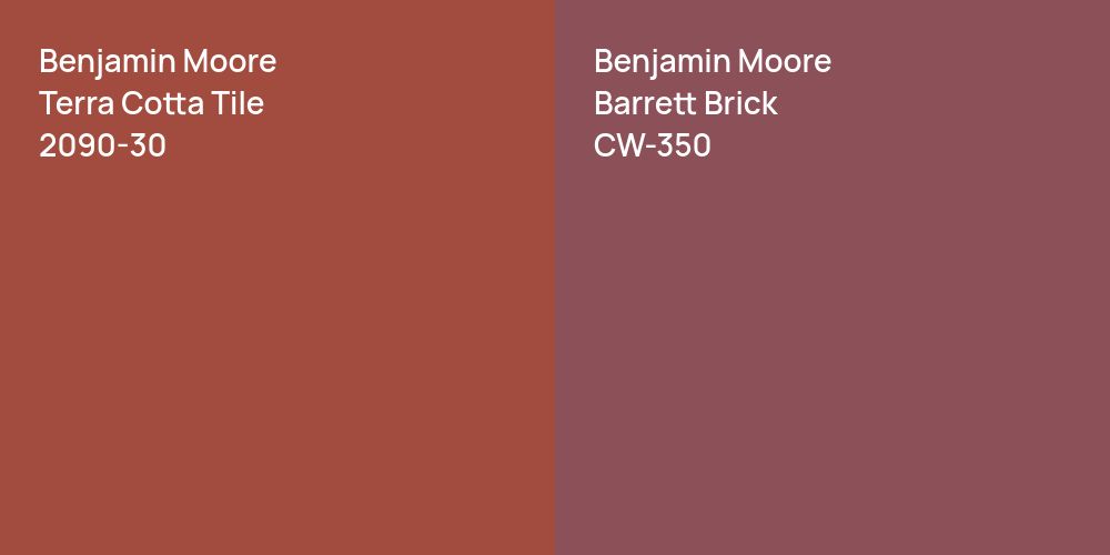 Benjamin Moore Terra Cotta Tile vs. Benjamin Moore Barrett Brick comparison