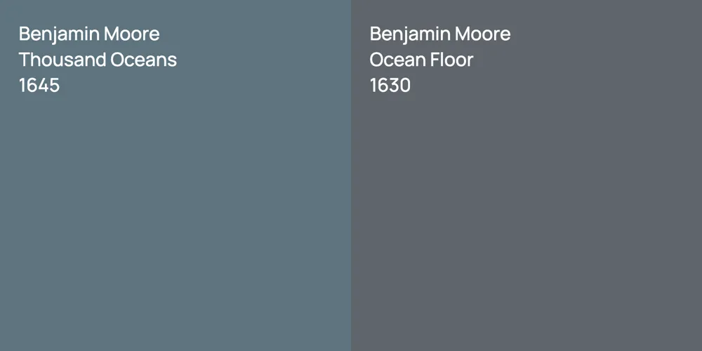Benjamin Moore Thousand Oceans vs. Benjamin Moore Ocean Floor comparison