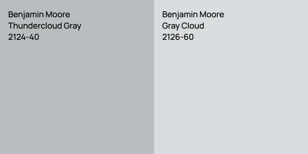 Benjamin Moore Thundercloud Gray vs. Benjamin Moore Gray Cloud comparison
