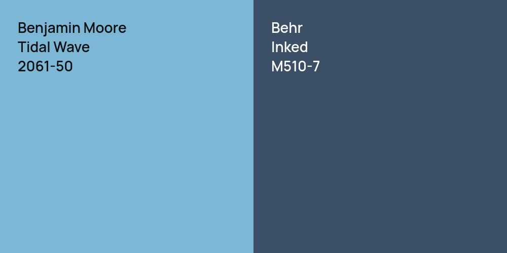 Benjamin Moore Tidal Wave vs. Behr Inked comparison