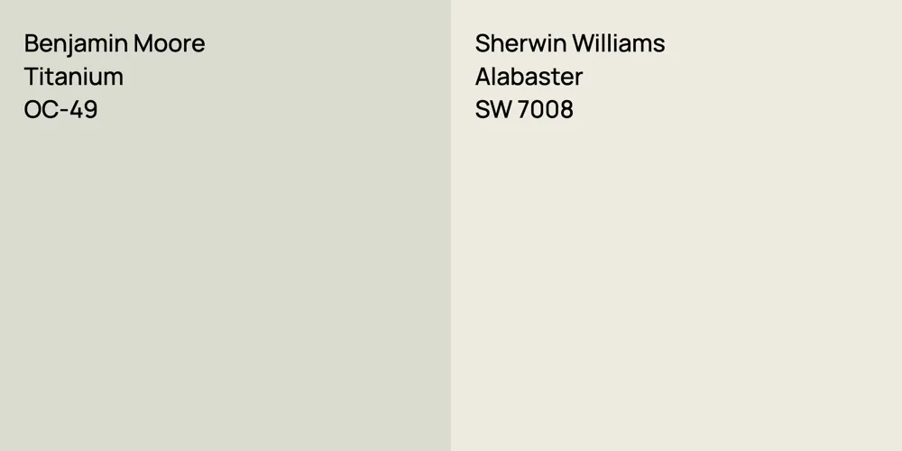 Benjamin Moore Titanium vs. Sherwin Williams Alabaster comparison