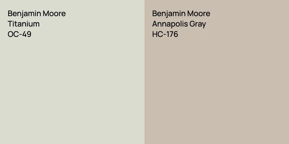 Benjamin Moore Titanium vs. Benjamin Moore Annapolis Gray comparison