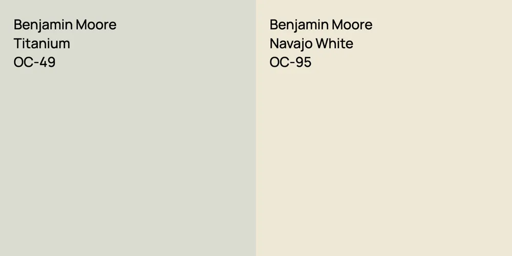Benjamin Moore Titanium vs. Benjamin Moore Navajo White comparison