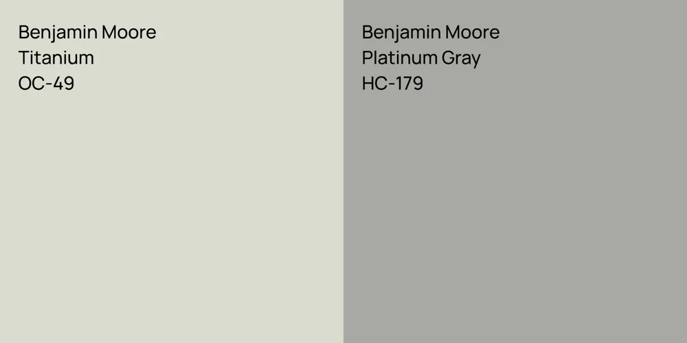 Benjamin Moore Titanium vs. Benjamin Moore Platinum Gray comparison