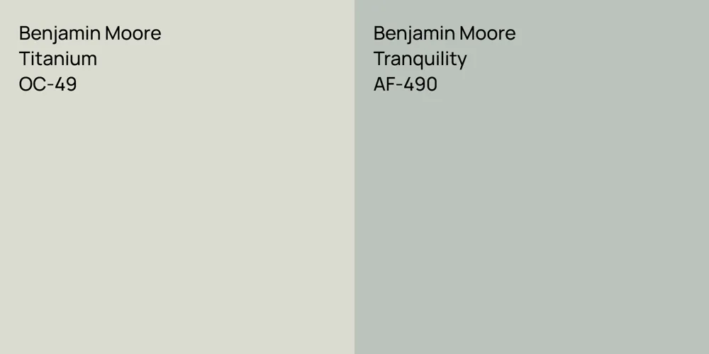 Benjamin Moore Titanium vs. Benjamin Moore Tranquility comparison