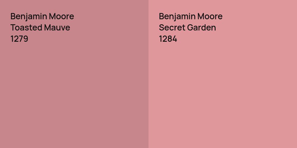 Benjamin Moore Toasted Mauve vs. Benjamin Moore Secret Garden comparison