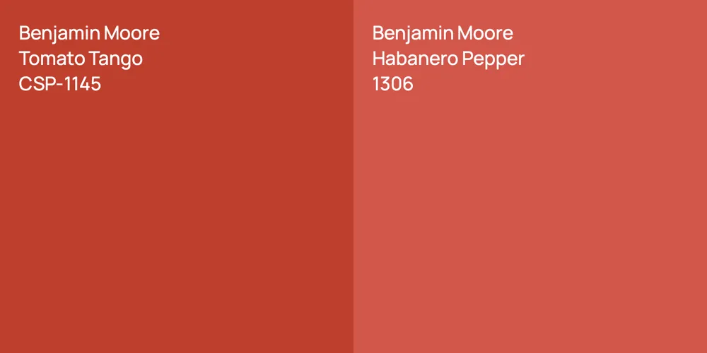 Benjamin Moore Tomato Tango vs. Benjamin Moore Habanero Pepper comparison