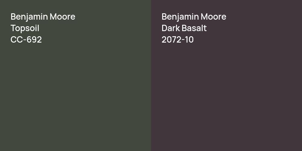 Benjamin Moore Topsoil vs. Benjamin Moore Dark Basalt comparison