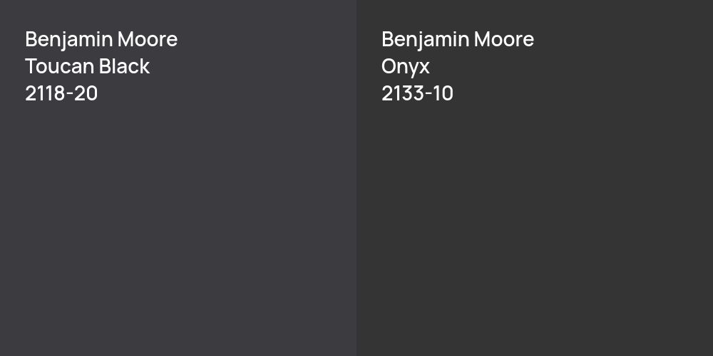 Benjamin Moore Toucan Black vs. Benjamin Moore Onyx comparison