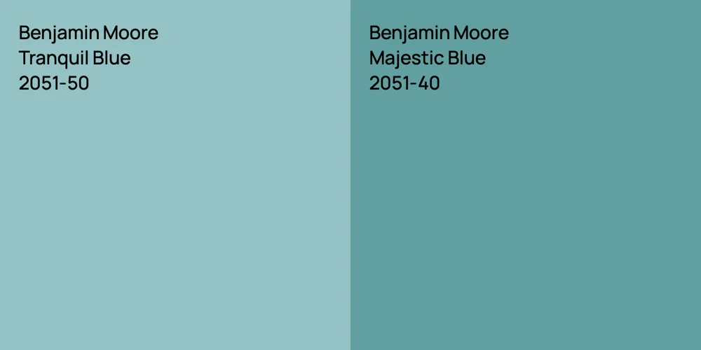 Benjamin Moore Tranquil Blue vs. Benjamin Moore Majestic Blue comparison