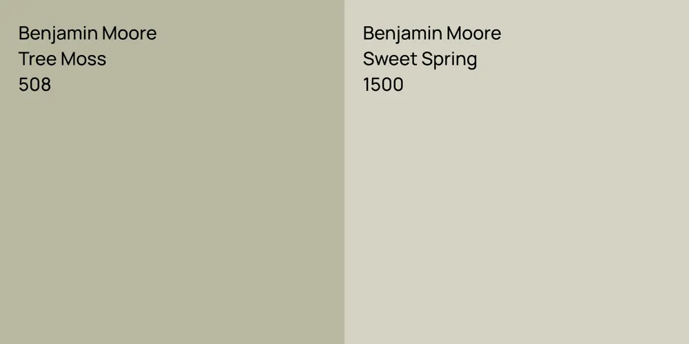 Benjamin Moore Tree Moss vs. Benjamin Moore Sweet Spring comparison