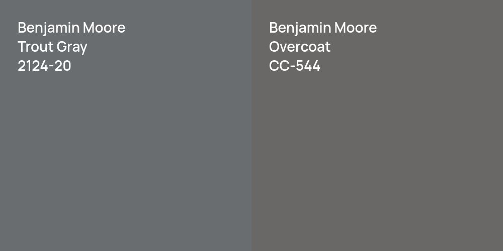 Benjamin Moore Trout Gray vs. Benjamin Moore Overcoat comparison
