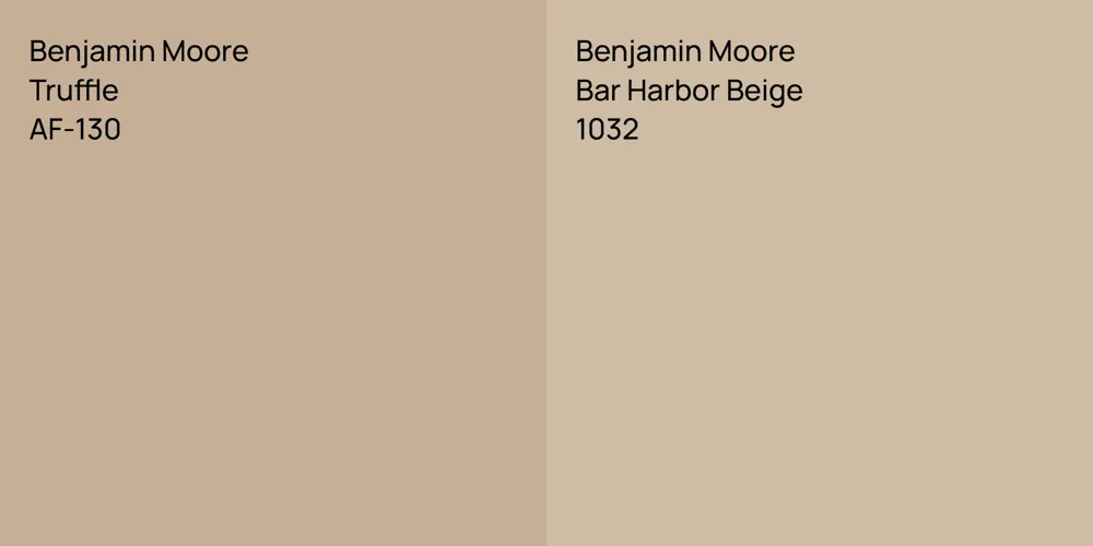 Benjamin Moore Truffle vs. Benjamin Moore Bar Harbor Beige comparison