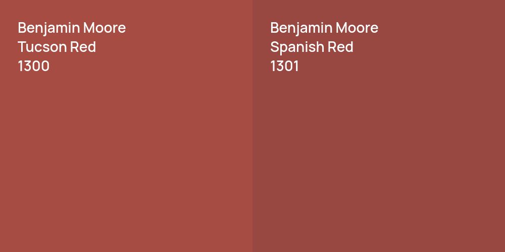 Benjamin Moore Tucson Red vs. Benjamin Moore Spanish Red comparison