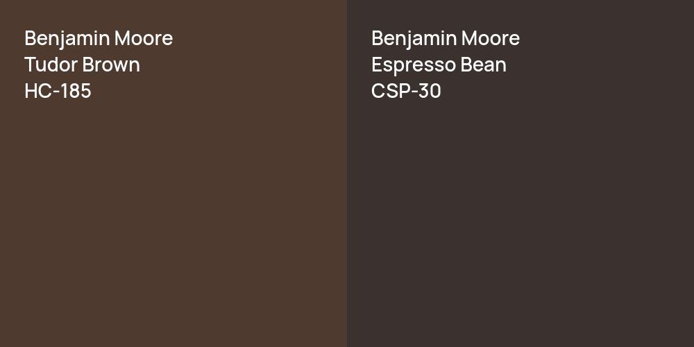 Benjamin Moore Tudor Brown vs. Benjamin Moore Espresso Bean comparison