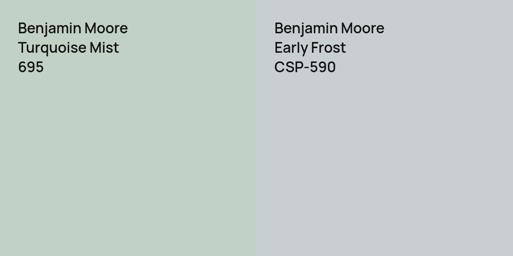 Benjamin Moore Turquoise Mist vs. Benjamin Moore Early Frost comparison