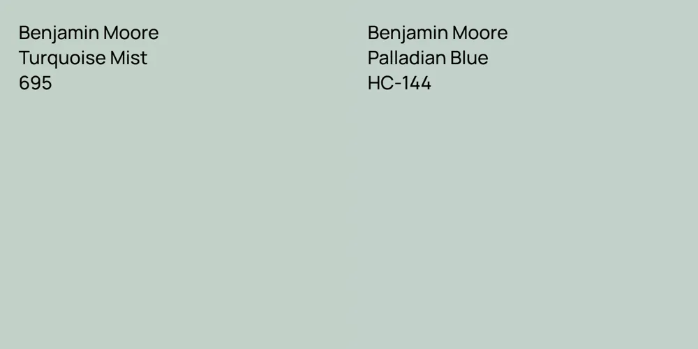 Benjamin Moore Turquoise Mist vs. Benjamin Moore Palladian Blue comparison