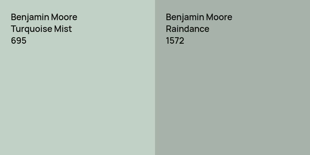 Benjamin Moore Turquoise Mist vs. Benjamin Moore Raindance comparison