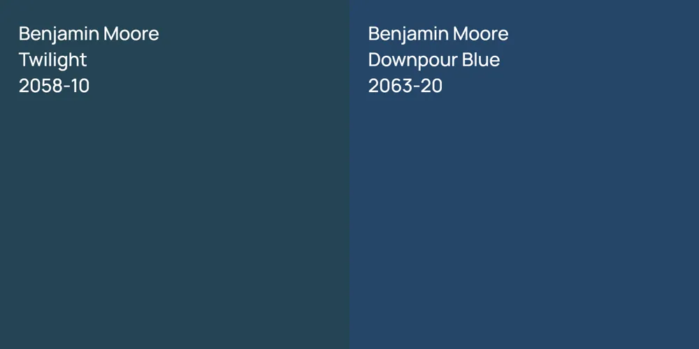 Benjamin Moore Twilight vs. Benjamin Moore Downpour Blue comparison
