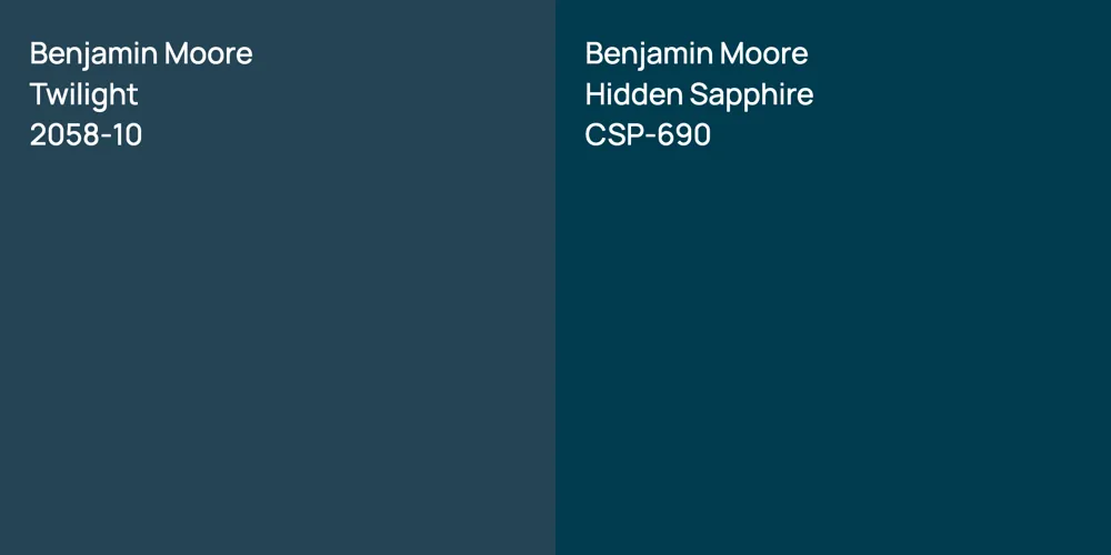 Benjamin Moore Twilight vs. Benjamin Moore Hidden Sapphire comparison