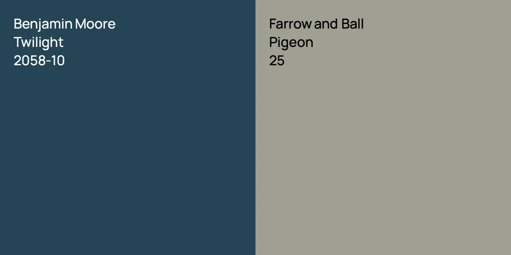 Benjamin Moore Twilight vs. Farrow and Ball Pigeon comparison