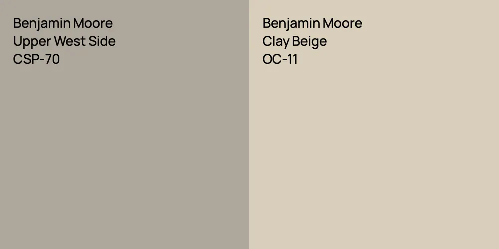 Benjamin Moore Upper West Side vs. Benjamin Moore Clay Beige comparison