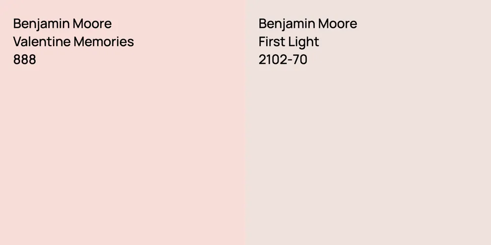Benjamin Moore Valentine Memories vs. Benjamin Moore First Light comparison