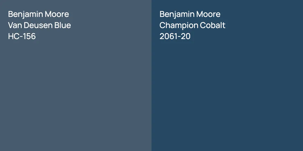 Benjamin Moore Van Deusen Blue vs. Benjamin Moore Champion Cobalt ...