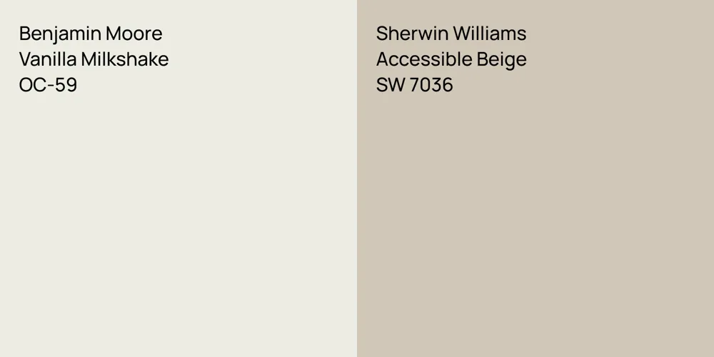 Benjamin Moore Vanilla Milkshake vs. Sherwin Williams Accessible Beige comparison