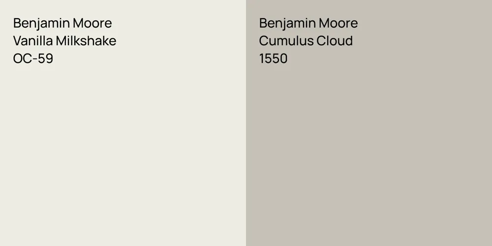Benjamin Moore Vanilla Milkshake vs. Benjamin Moore Cumulus Cloud comparison