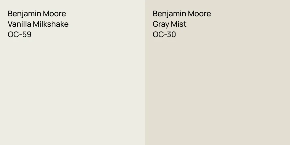 Benjamin Moore Vanilla Milkshake vs. Benjamin Moore Gray Mist comparison
