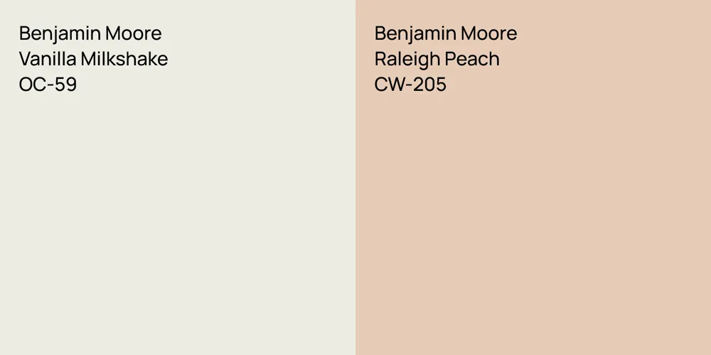 Benjamin Moore Vanilla Milkshake vs. Benjamin Moore Raleigh Peach ...