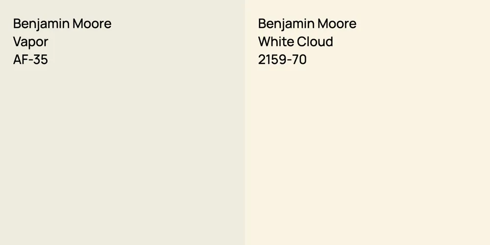 Benjamin Moore Vapor vs. Benjamin Moore White Cloud comparison