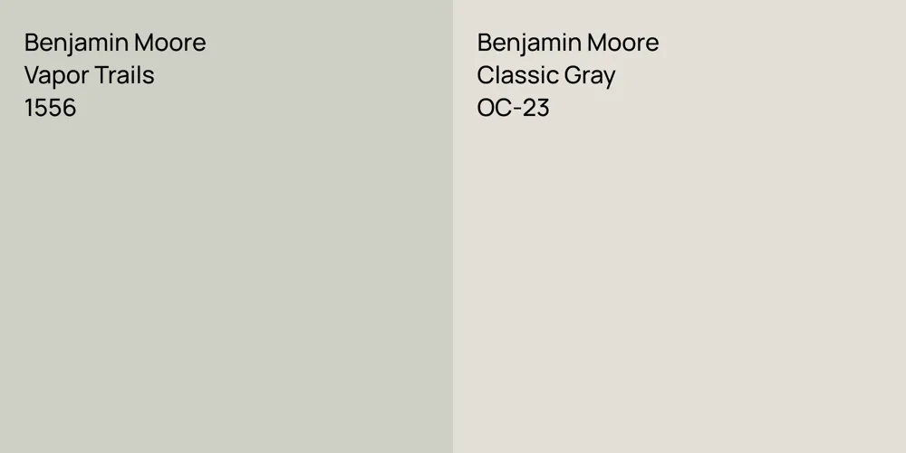 Benjamin Moore Vapor Trails vs. Benjamin Moore Classic Gray comparison
