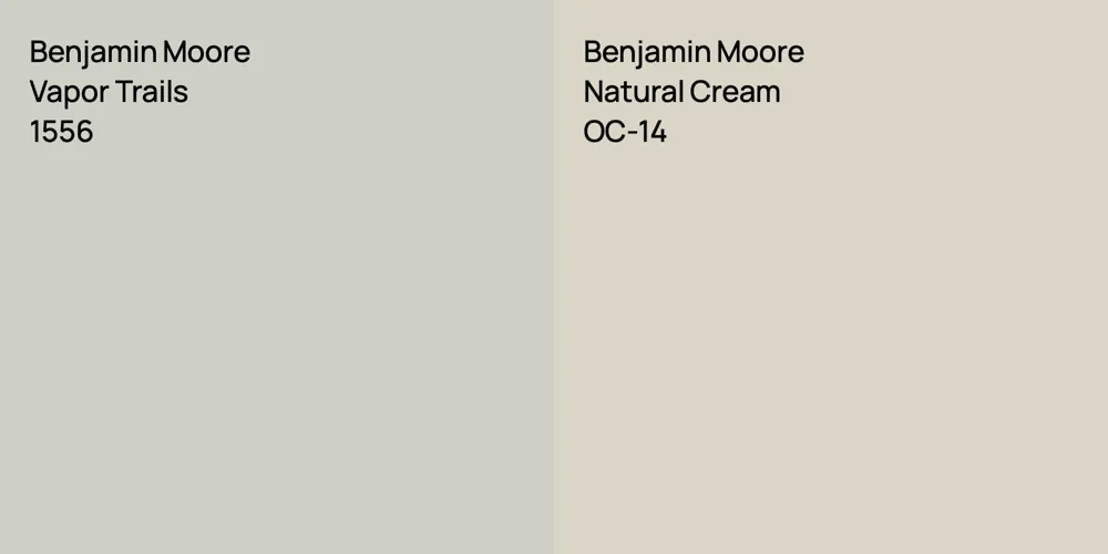 Benjamin Moore Vapor Trails vs. Benjamin Moore Natural Cream comparison