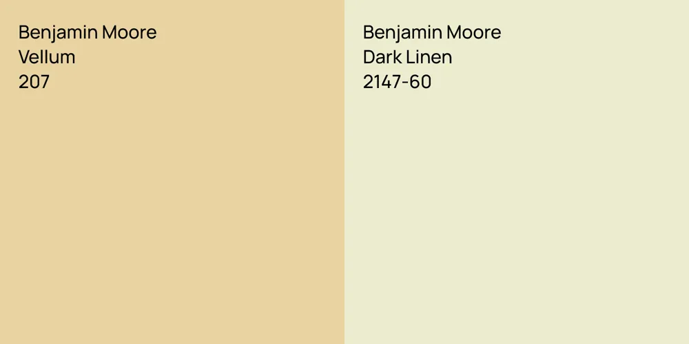Benjamin Moore Vellum vs. Benjamin Moore Dark Linen comparison