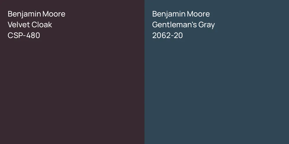 Benjamin Moore Velvet Cloak vs. Benjamin Moore Gentleman's Gray comparison