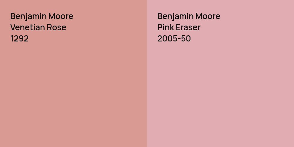 Benjamin Moore Venetian Rose vs. Benjamin Moore Pink Eraser comparison