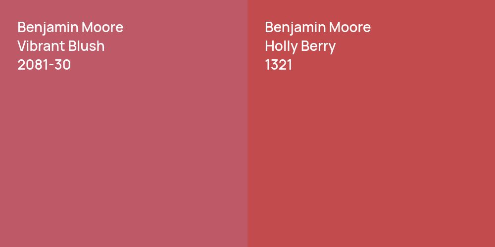 Benjamin Moore Vibrant Blush vs. Benjamin Moore Holly Berry comparison