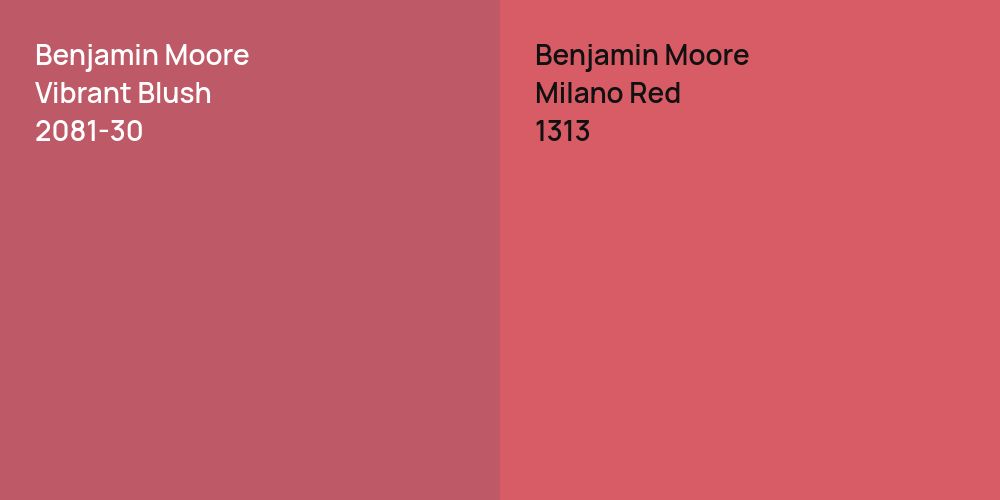 Benjamin Moore Vibrant Blush vs. Benjamin Moore Milano Red comparison