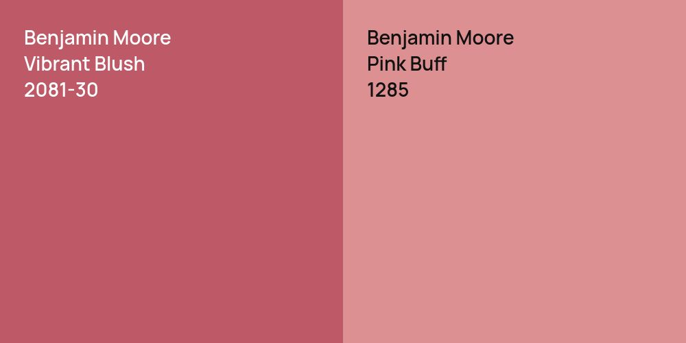 Benjamin Moore Vibrant Blush vs. Benjamin Moore Pink Buff comparison