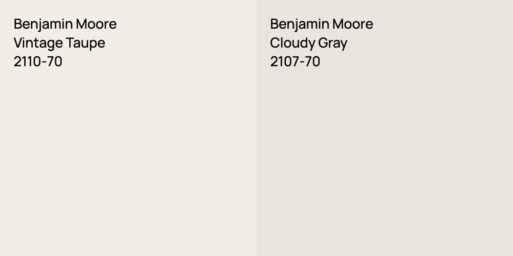 Benjamin Moore Vintage Taupe vs. Benjamin Moore Cloudy Gray comparison