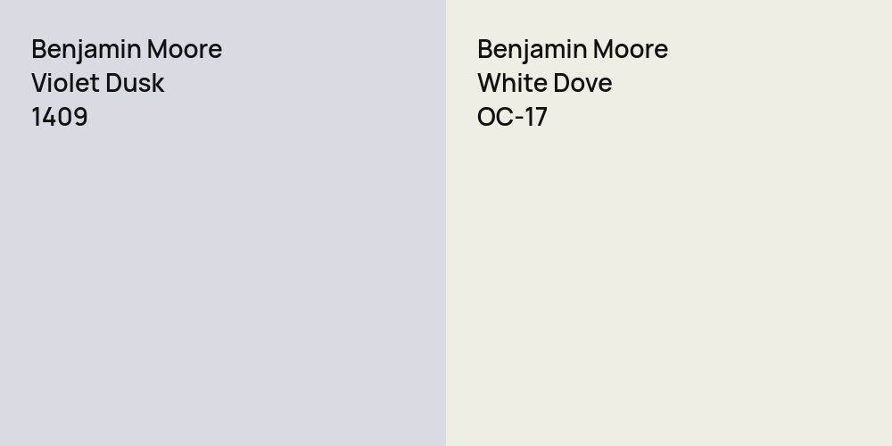 Benjamin Moore Violet Dusk vs. Benjamin Moore White Dove comparison