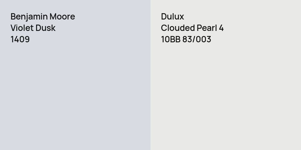 Benjamin Moore Violet Dusk vs. Dulux Clouded Pearl 4 comparison