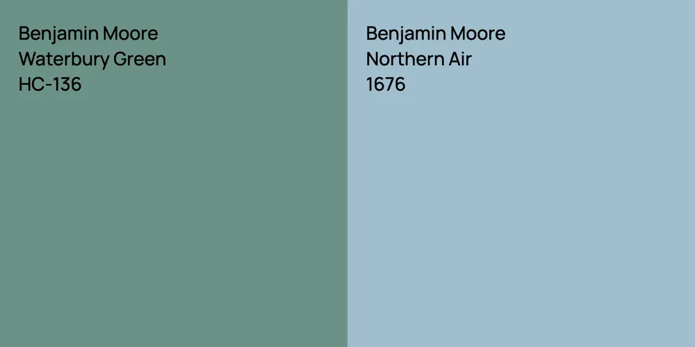Benjamin Moore Waterbury Green vs. Benjamin Moore Northern Air comparison