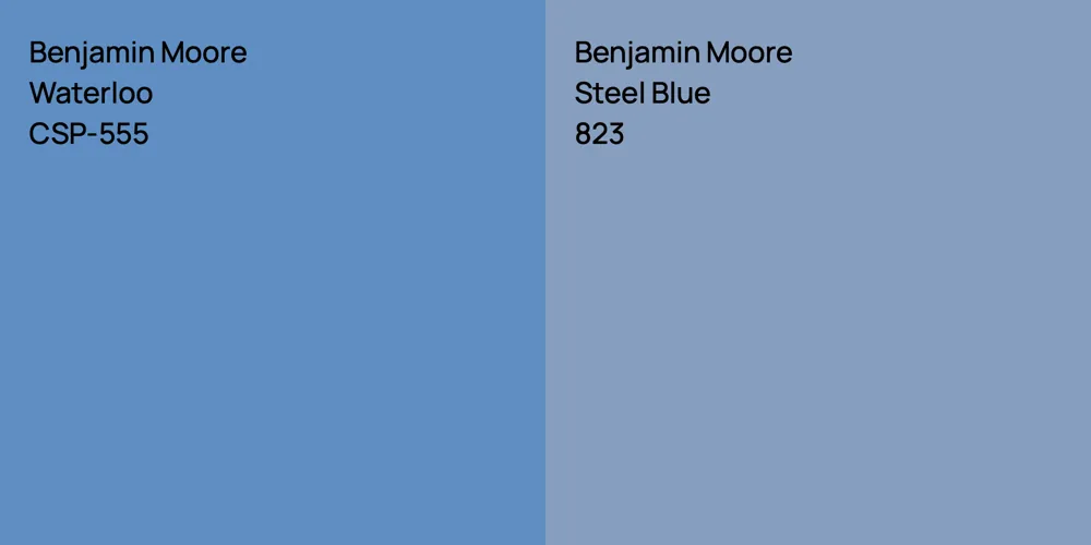 Benjamin Moore Waterloo vs. Benjamin Moore Steel Blue comparison