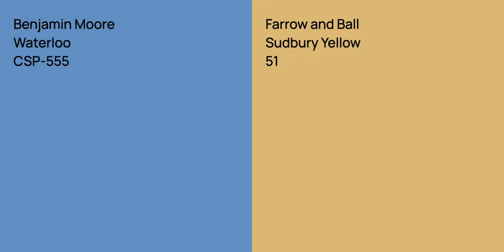 Benjamin Moore Waterloo vs. Farrow and Ball Sudbury Yellow comparison