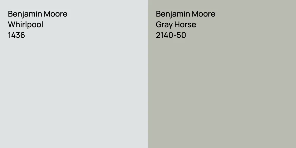 Benjamin Moore Whirlpool vs. Benjamin Moore Gray Horse comparison